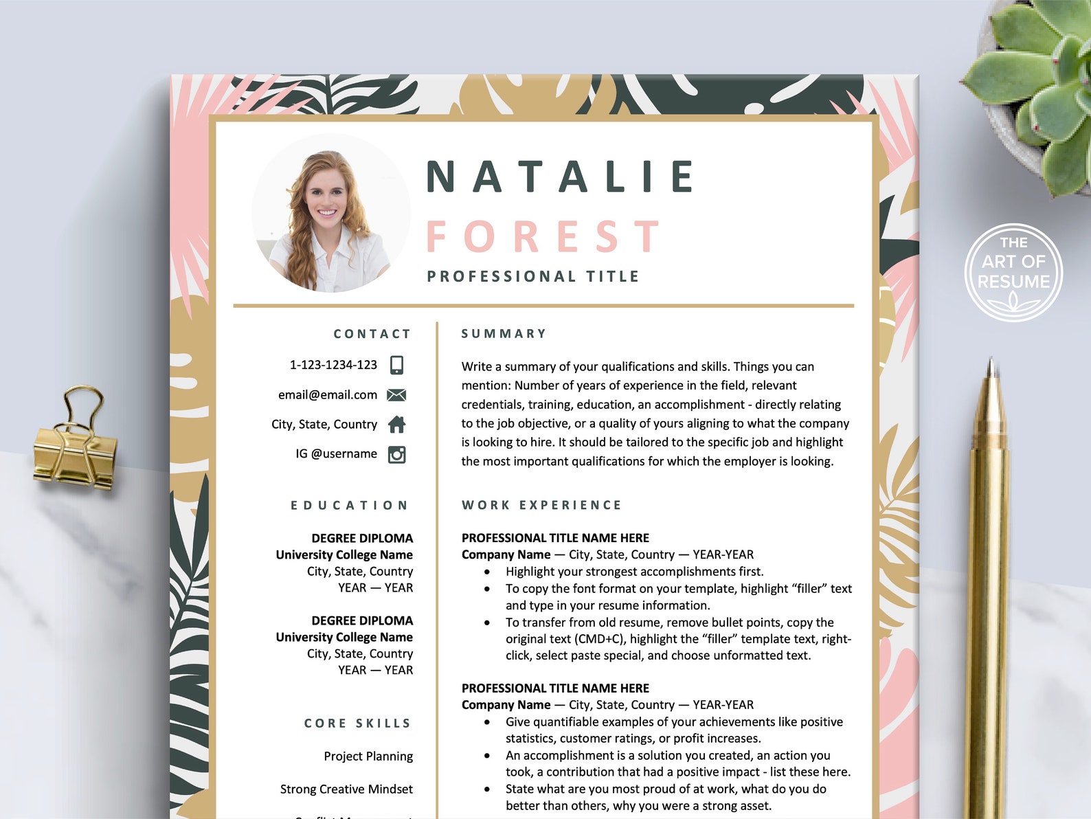 Resume Templates With Photo, Creative Resume Template, CV Template ...