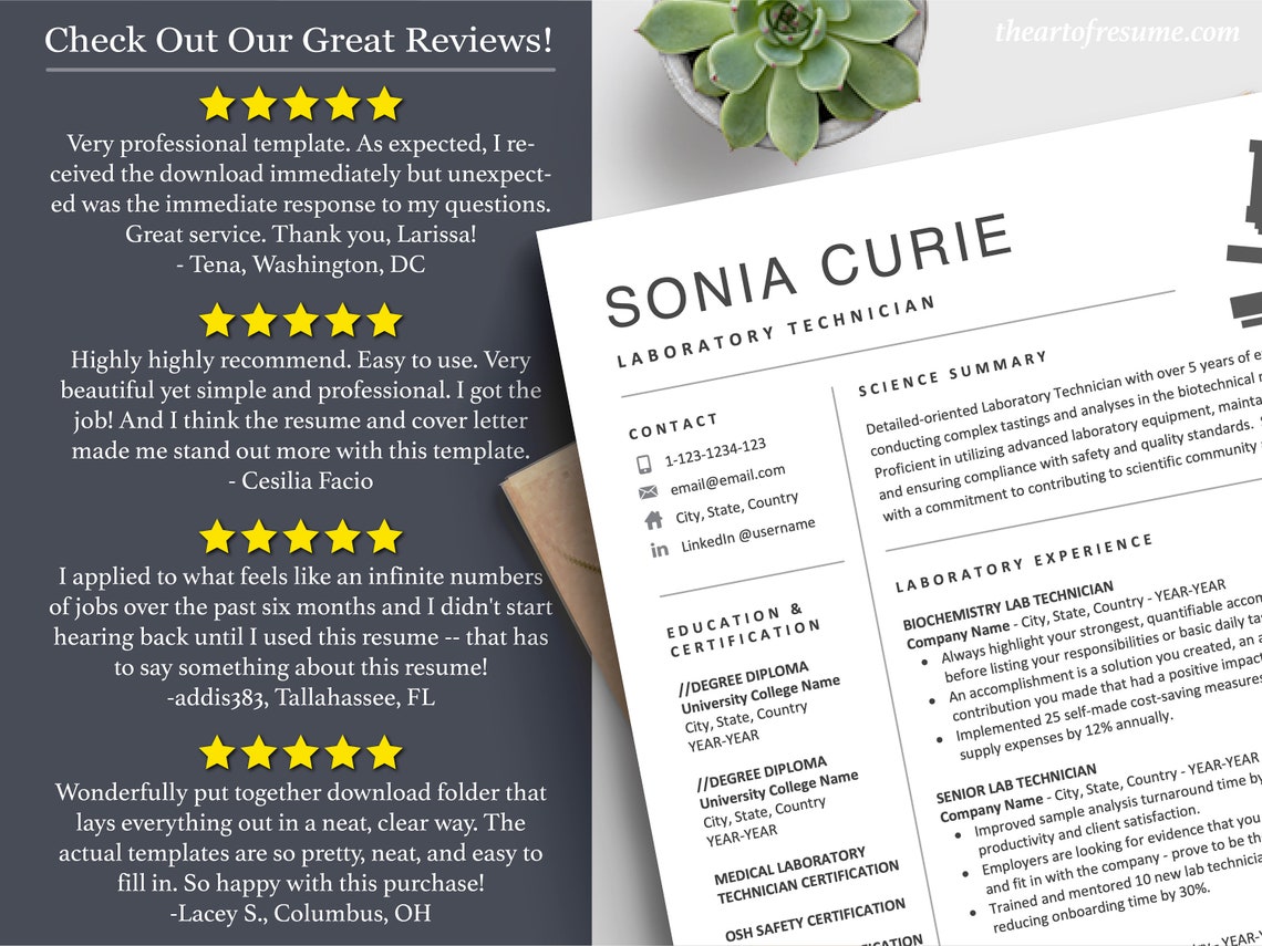 Science Resume Template, Data Scientist Resume, CV Template, Lab Tech ...