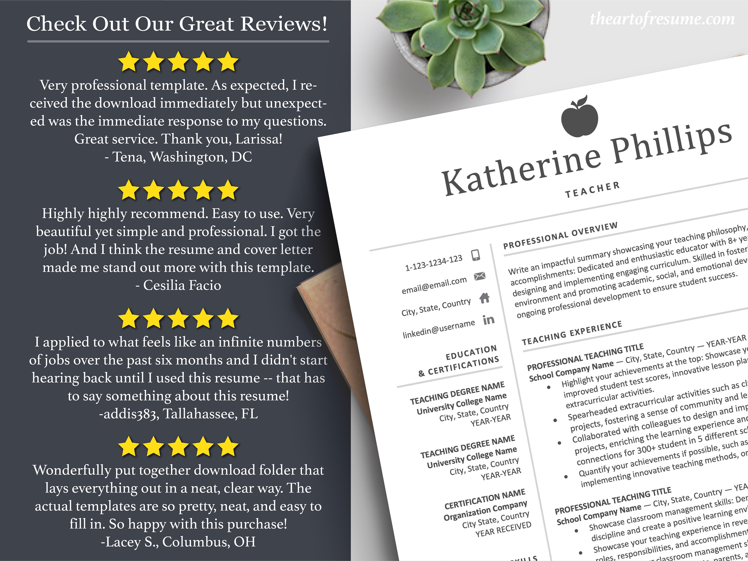 Teacher Resume Template Word, Pages, Teaching Resume, Teacher CV ...
