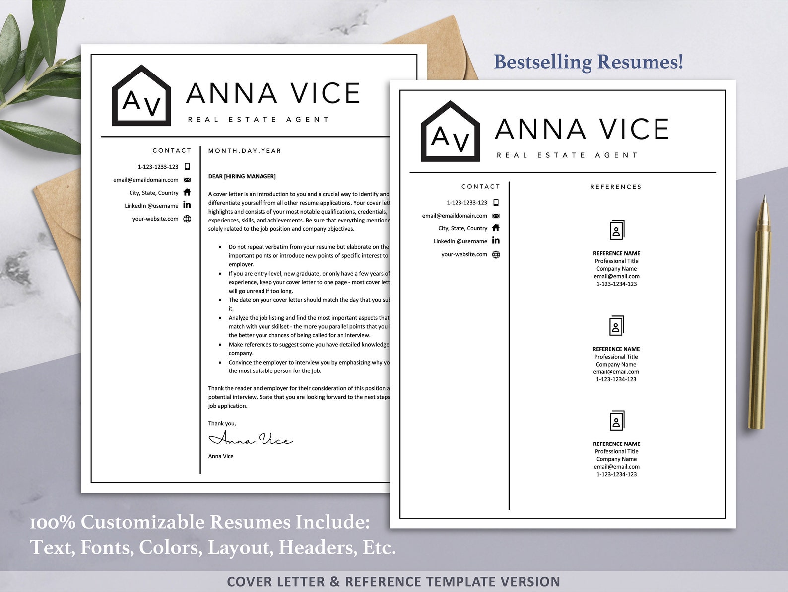 Realtor Resume Template Real Estate Resume Design CV | Etsy