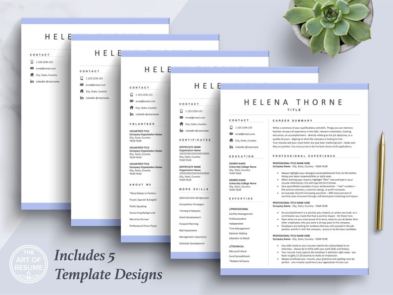 Professional Resume Template: Simple, Printable CV Design (download) - Etsy