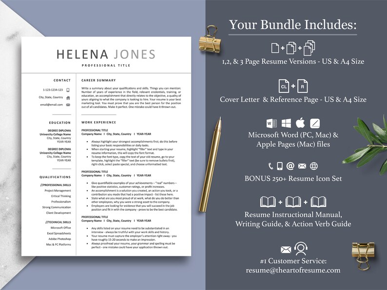Modern CV Template Clean Resume Design for Word & Pages - Etsy Australia