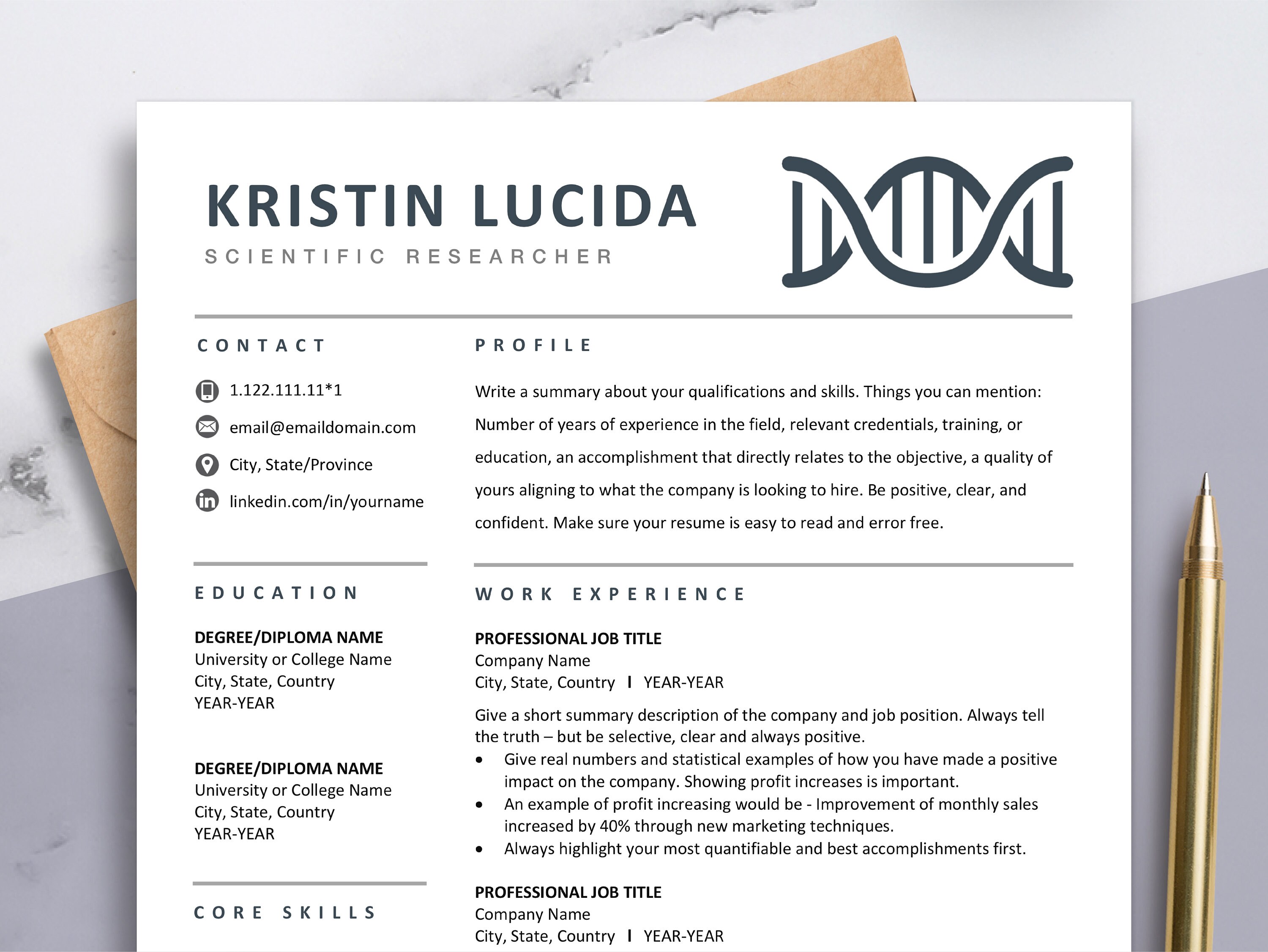 Science Resume CV Template Data Scientist Resumes - Etsy UK