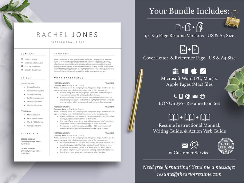 Resume Template Bundle, Modern Resume Template, Resume Download, CV ...