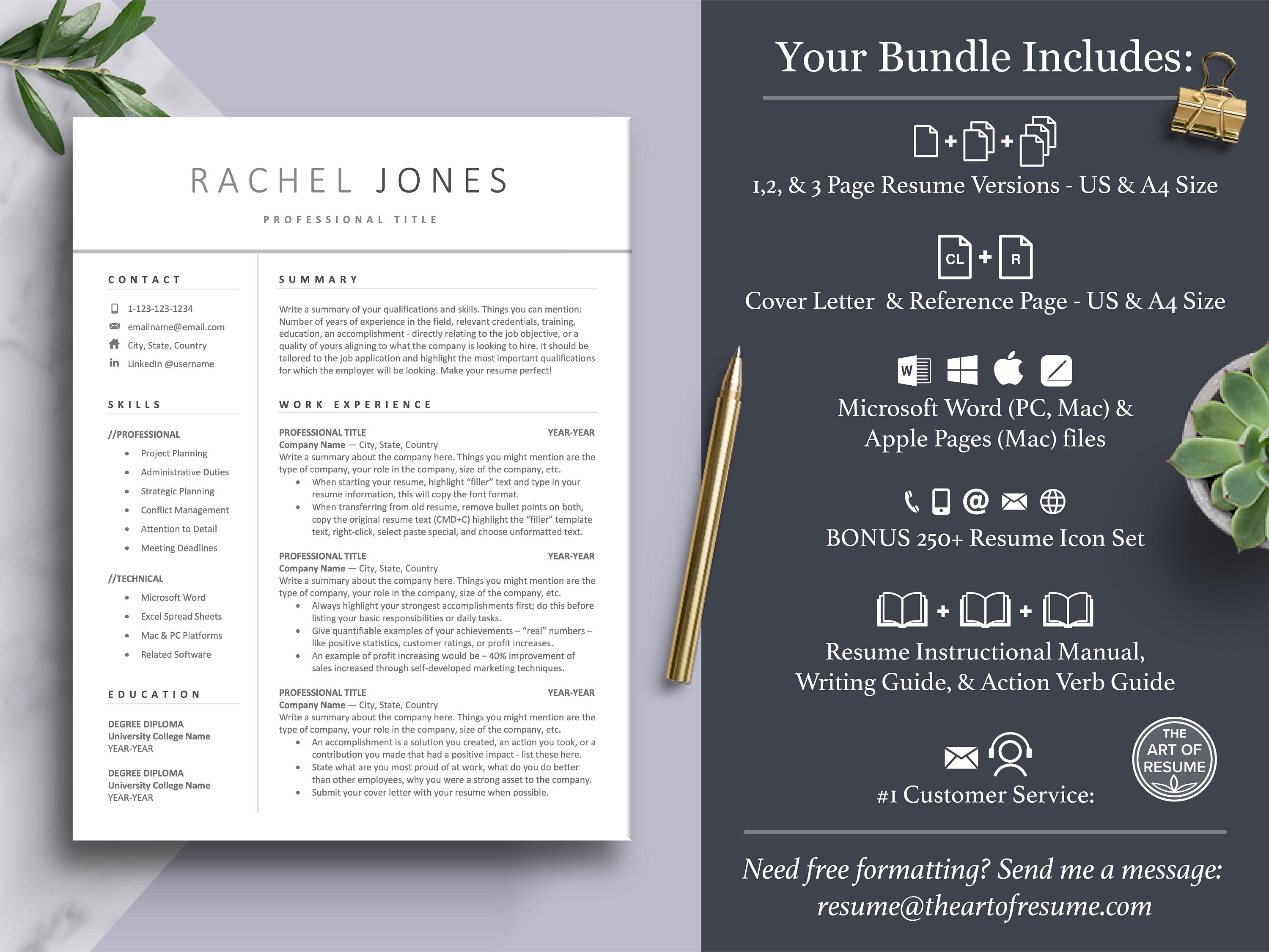 Resume Template Bundle, Modern Resume Template, Resume Download, CV ...