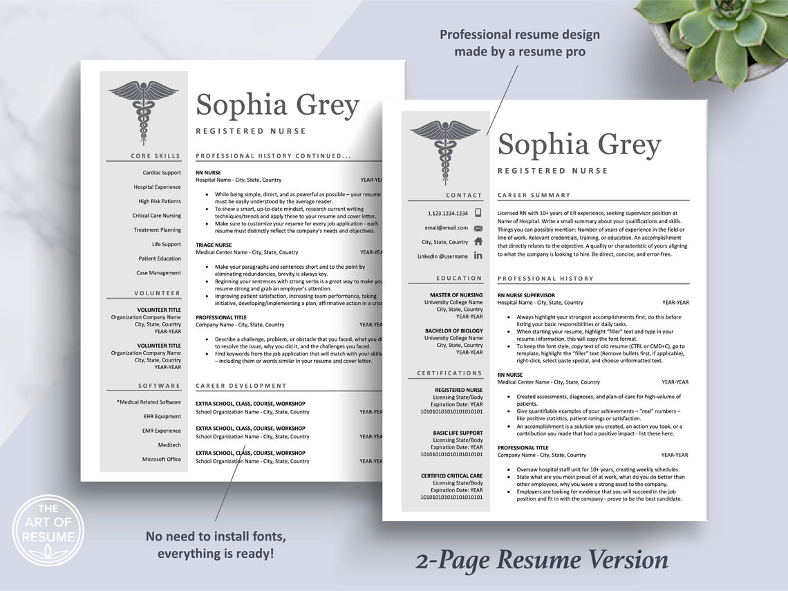 Nursing Resume Templates With Cover Letter Medical Resume Template ...