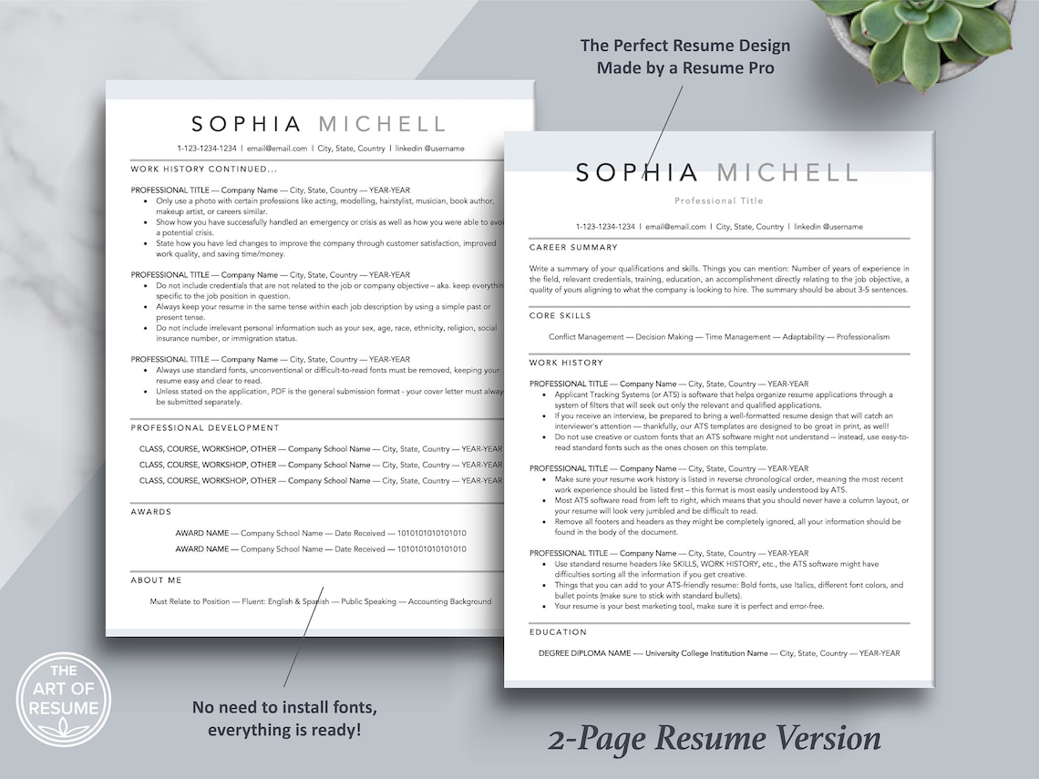 ATS Friendly Resume Template ATS Compatible Resume Format Professional ...