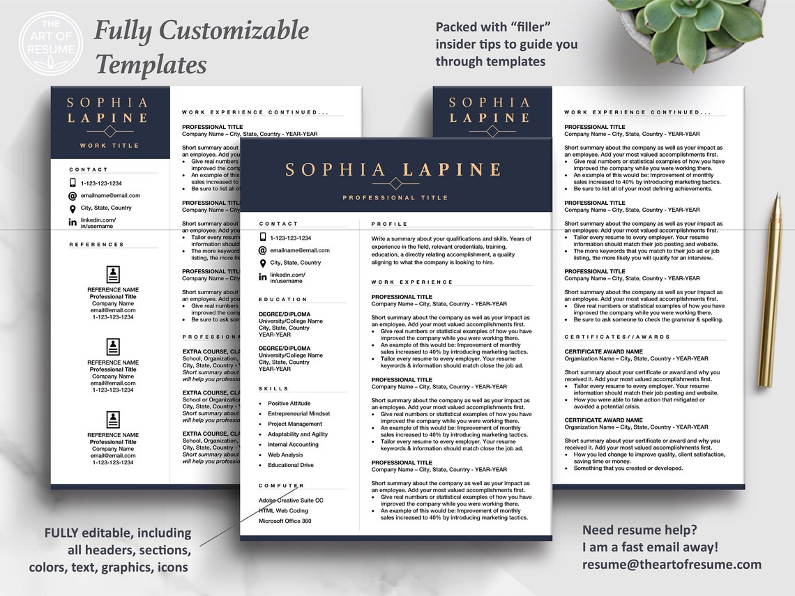 Resume Templates (3 Resume Designs) Professional Resumes, Executive ...
