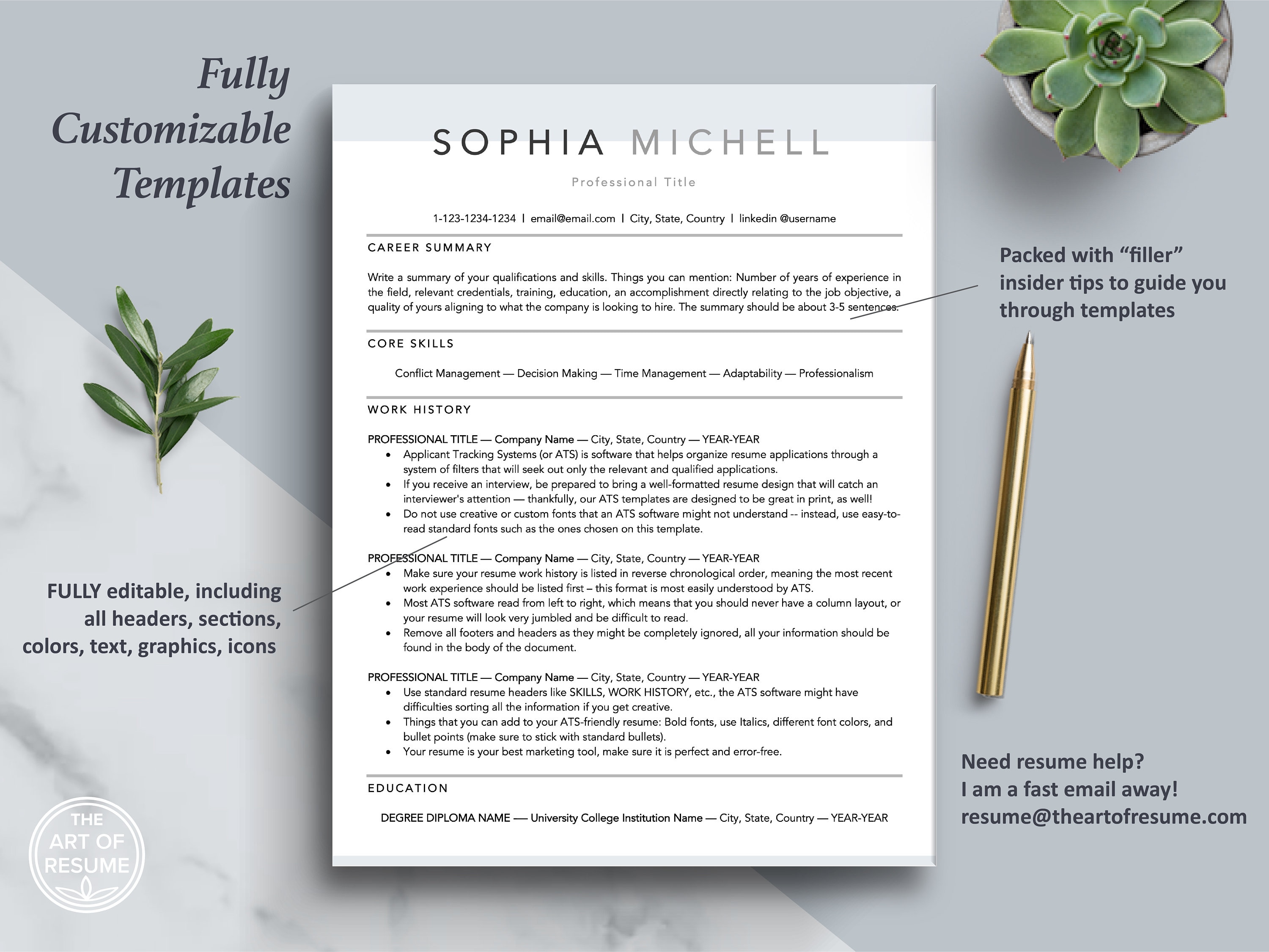 ATS Friendly Resume Template ATS Compatible Resume Format Professional ...