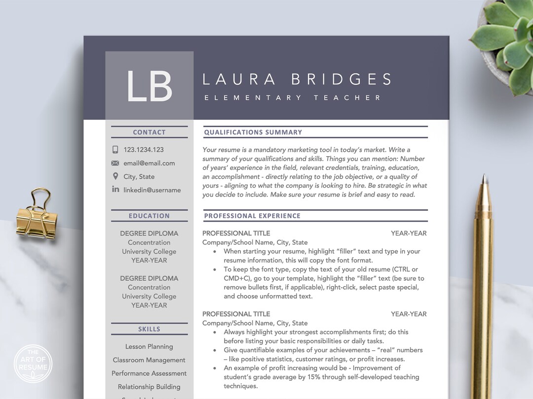 Teacher Resume Templates, Teaching Resume CV Template, Resume Bundle ...