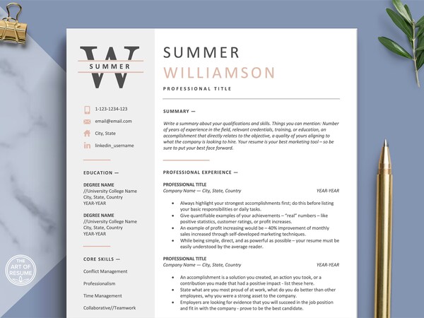 ATS Friendly Resume Template for Google Docs, Word and Pages Resume ...