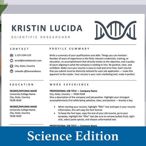 Science Resume CV Template Data Scientist Resumes - Etsy