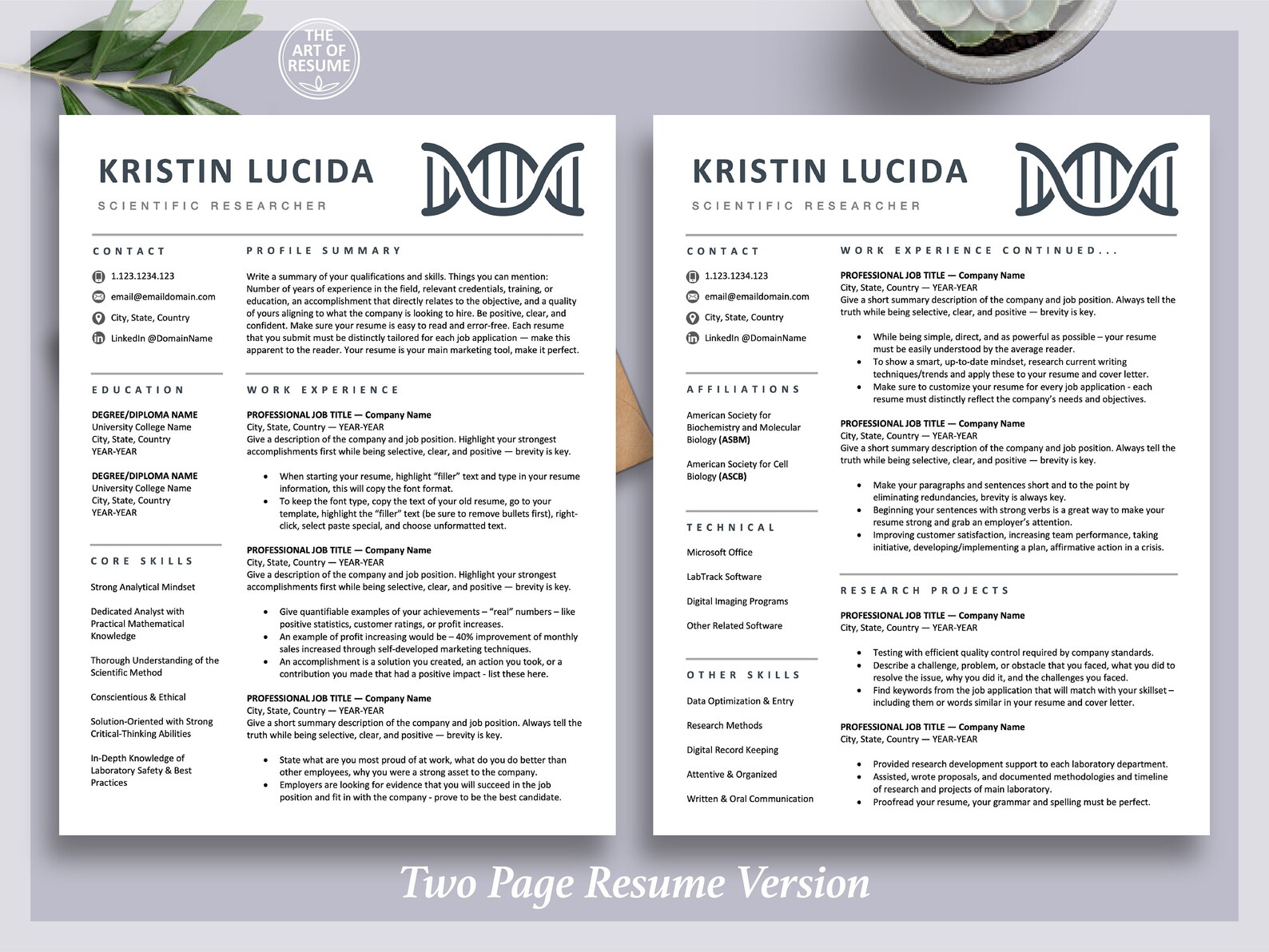 Science Resume CV Template Data Scientist Resumes - Etsy