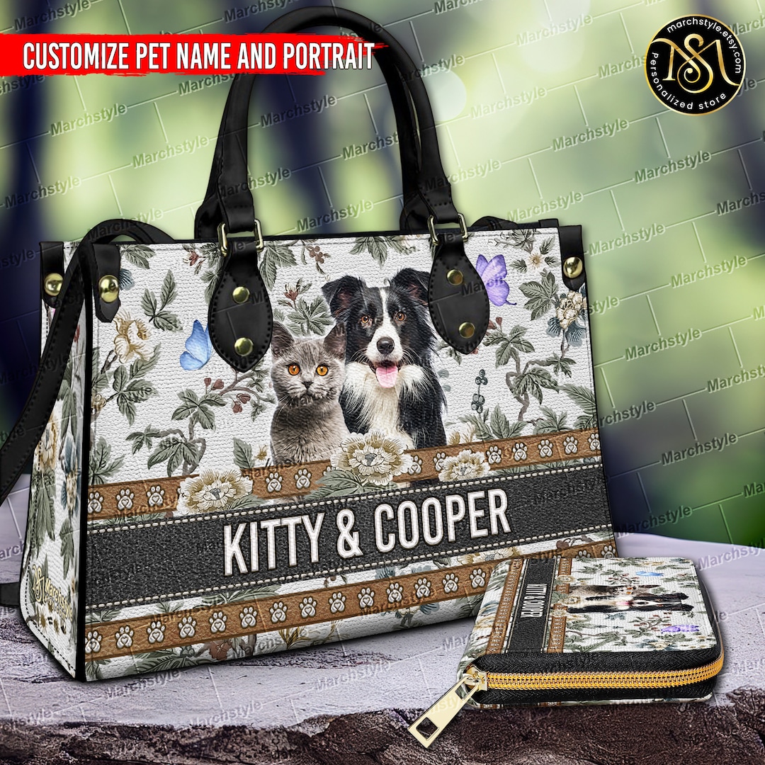 Marchstyle - Personalized Leather Handbag or Wallet With Pet Portrait ...