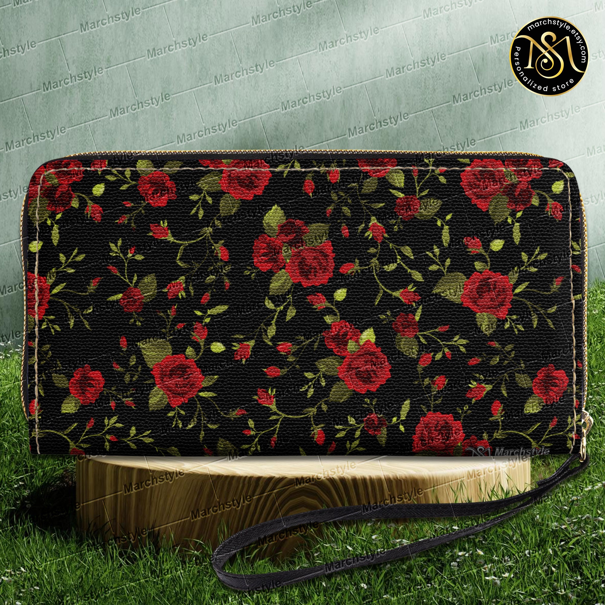 Marchstyle Red Rose Flower Floral Leather Handbags With Shoulder Strap ...