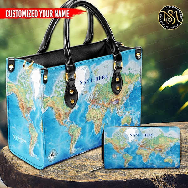 Leather World Map Wallet - Etsy