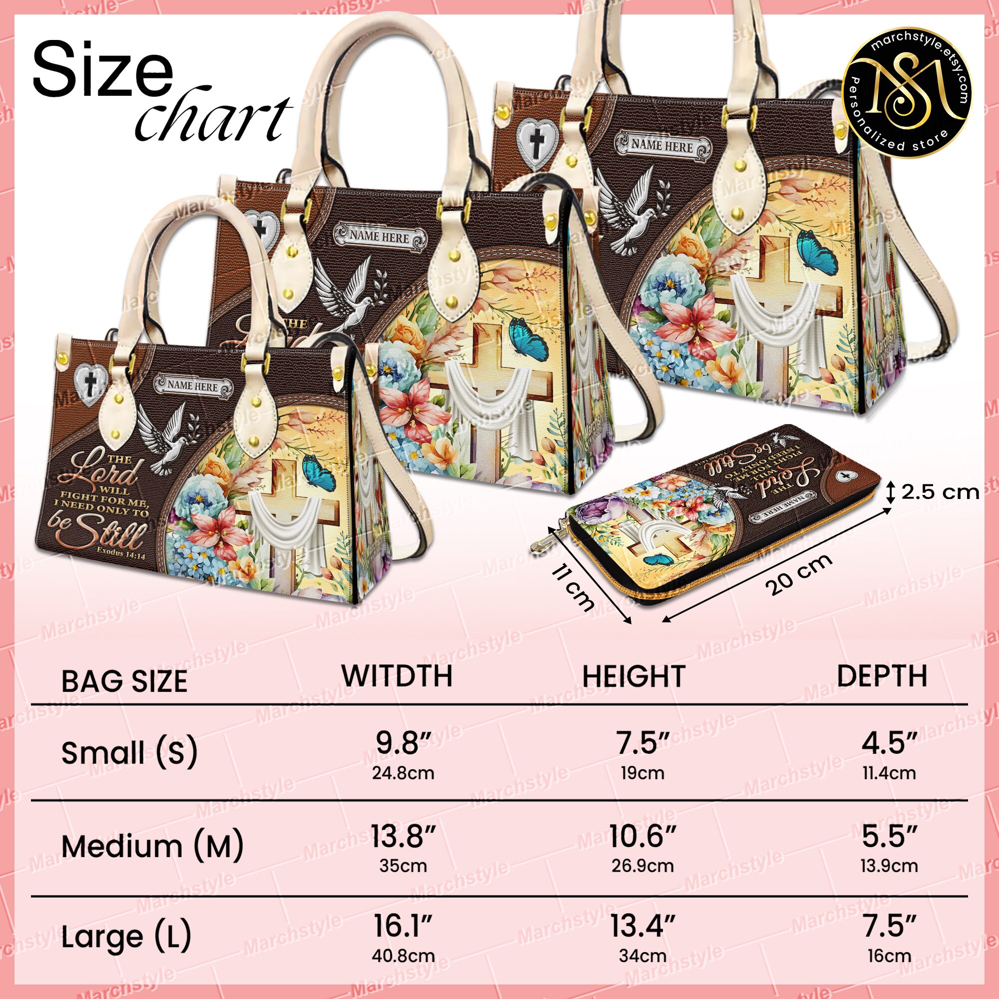 Marchstyle Personalized Leather Handbag & Purse With Bible Verse, the ...