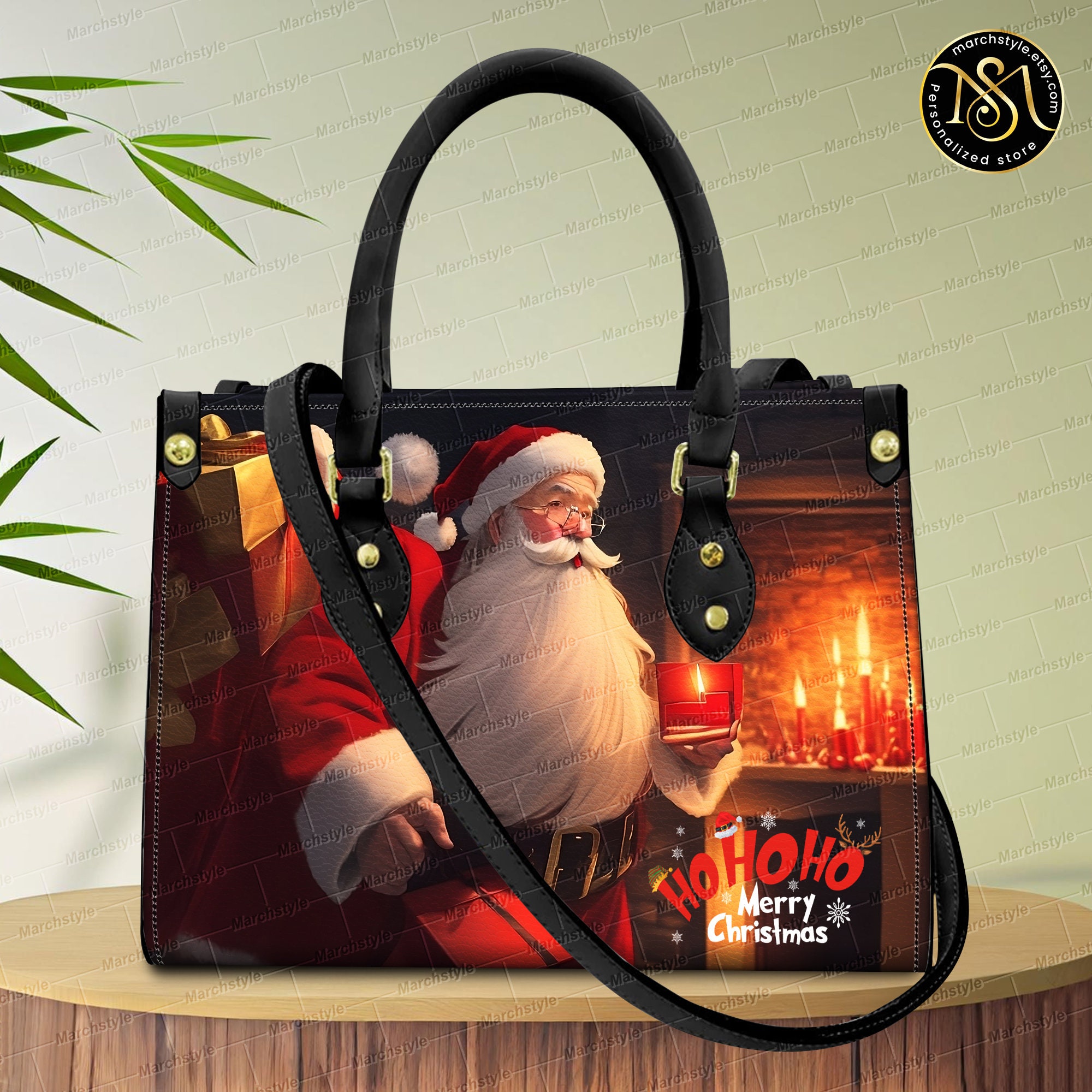 Marchstyle Hohoho Merry Christmas Santa Leather Handbag & Purse, Santa ...