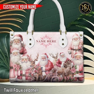 Marchstyle - Personalized Pink Christmas Santa Claus Leather Handbag or ...