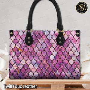 Marchstyle Colorful Fish Scales Pattern Pink Print Leather Handbag ...