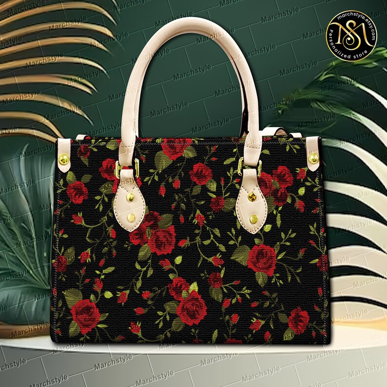 Marchstyle Red Rose Flower Floral Leather Handbags With Shoulder Strap ...
