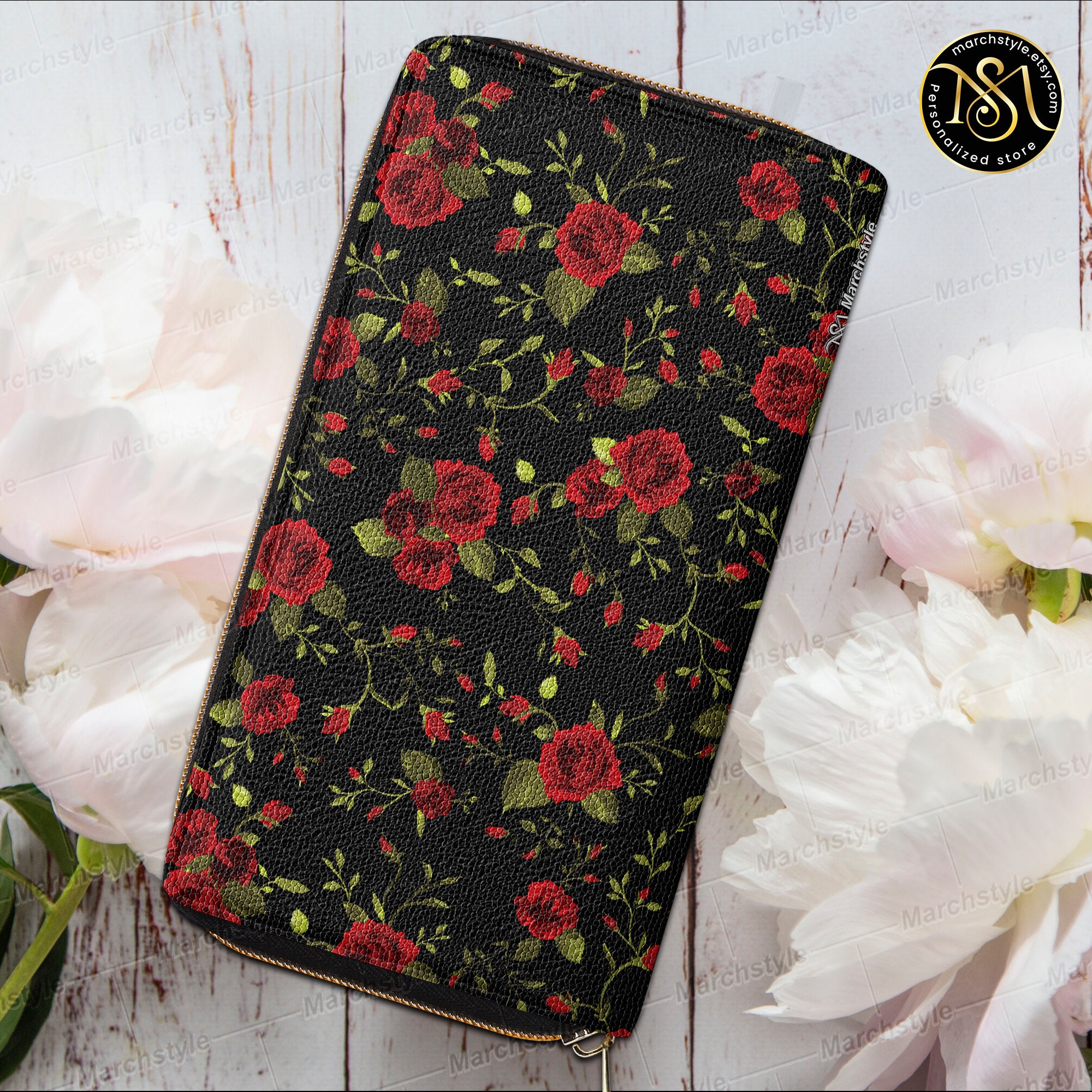 Marchstyle Red Rose Flower Floral Leather Handbags With Shoulder Strap ...