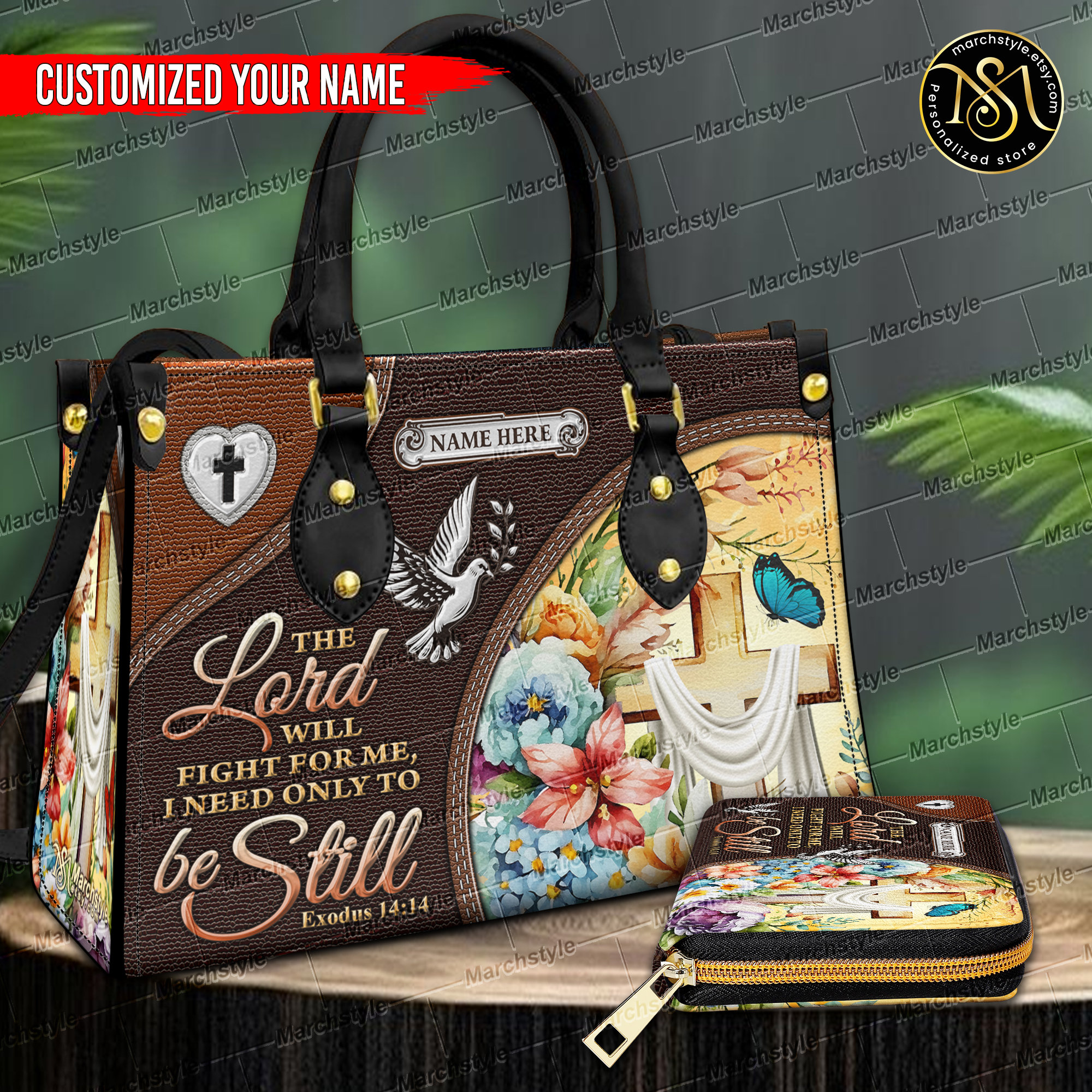 Marchstyle Personalized Leather Handbag & Purse With Bible Verse, the ...