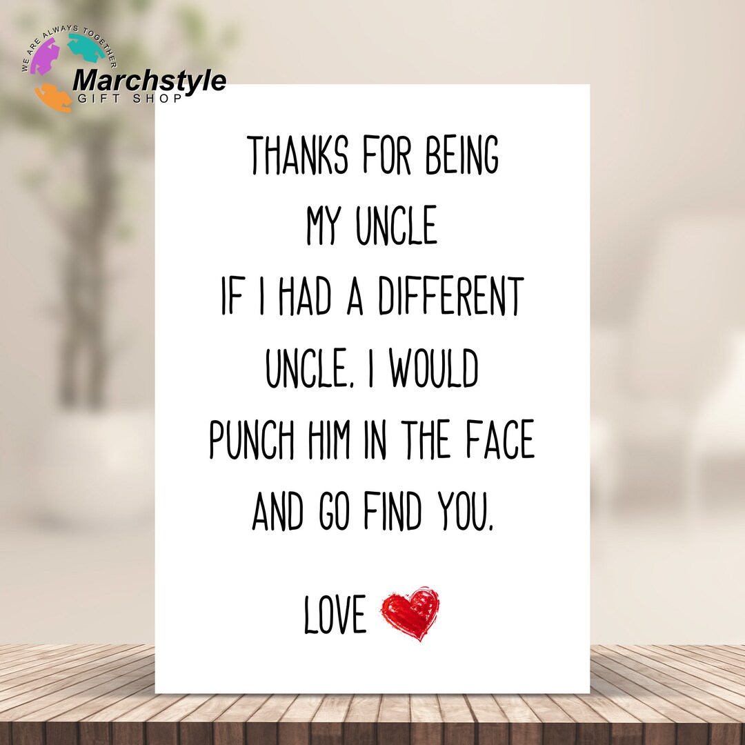 Marchstyle - Thanks for Being My Uncle Card, Birthday Aunt Card, Card ...