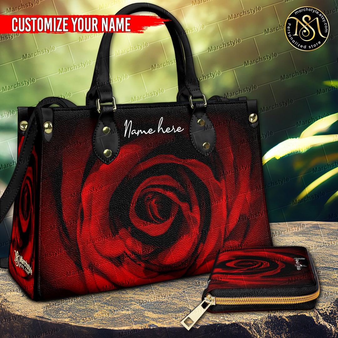 Marchstyle - Personalized Name Crossbody Bag With Red Rose, Custom Name ...