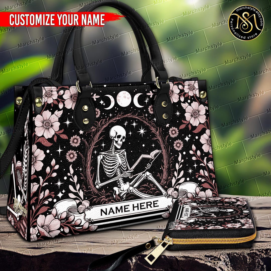 Marchstyle – Personalized Leather Handbag or Wallet With Gothic ...