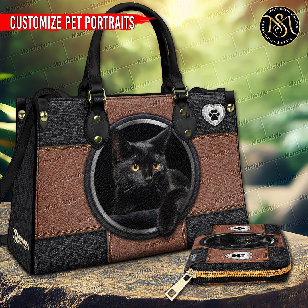 Marchstyle - Personalized Leather Handbag or Wallet With Pet Portrait ...