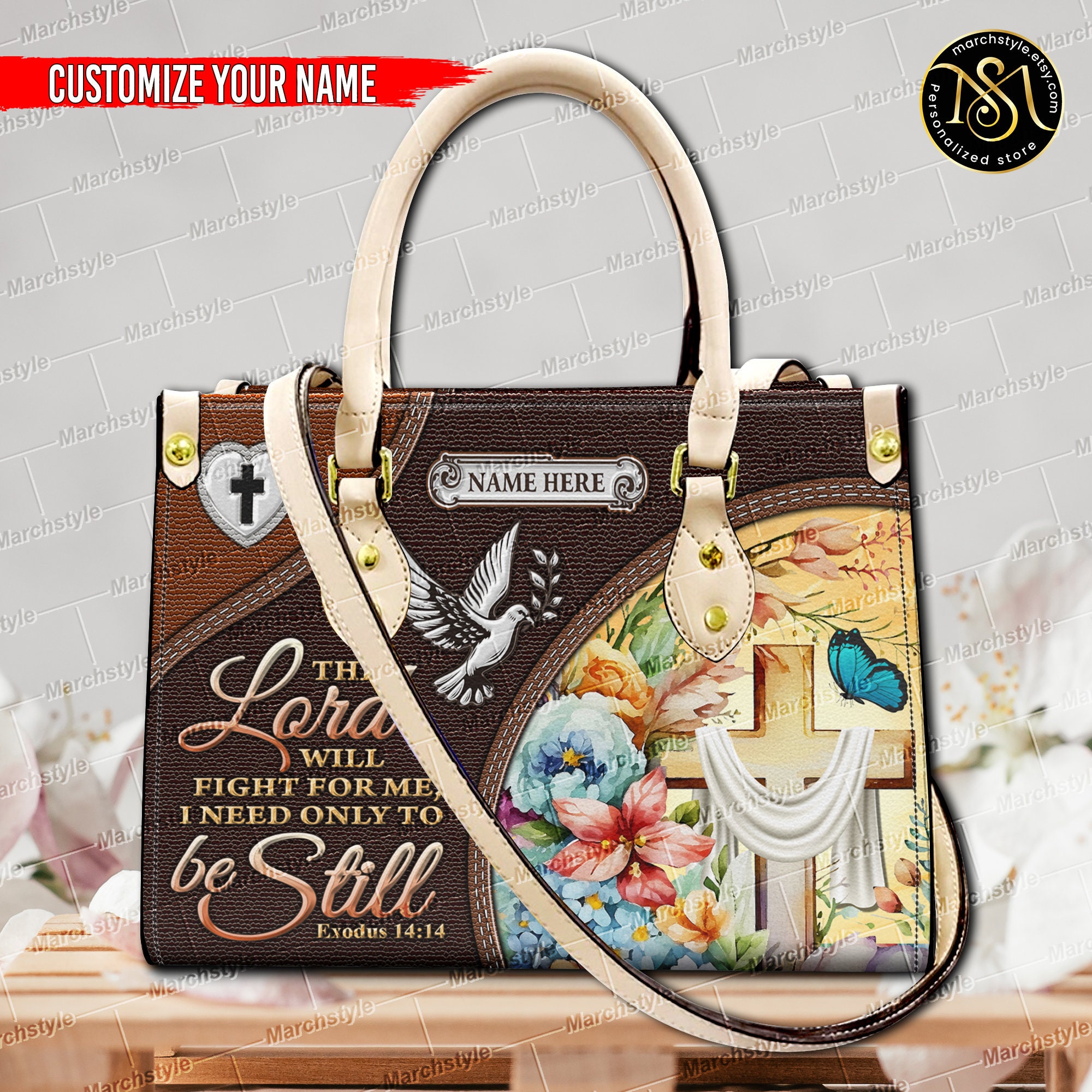 Marchstyle Personalized Leather Handbag & Purse With Bible Verse, the ...