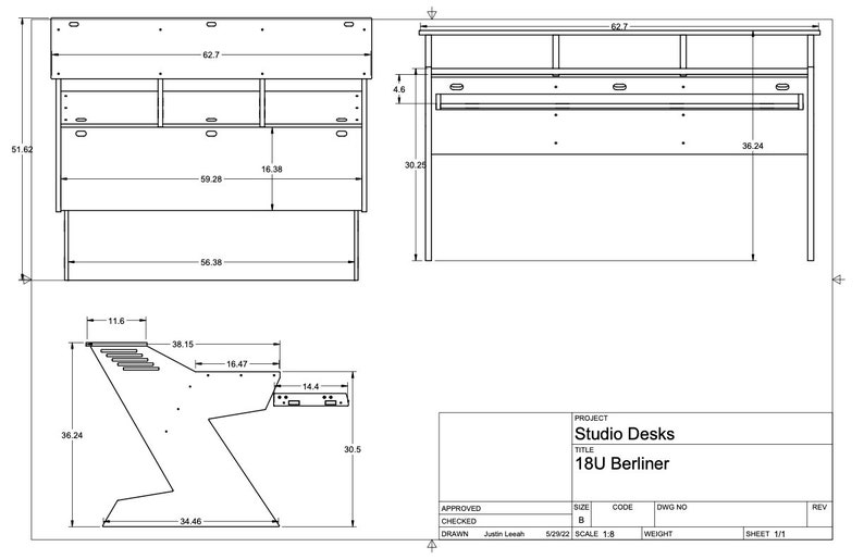 18U Studio Workstation Desk Baltic Birch Recording Studio Desk Pro ...