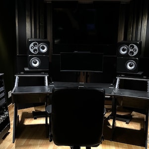 12U+16U Angled Studio Workstation Desk Baltic Birch Recording Studio ...