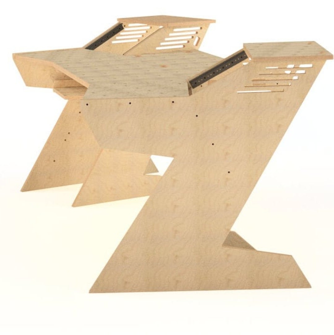 12U+16U Angled Studio Workstation Desk Baltic Birch Recording Studio ...