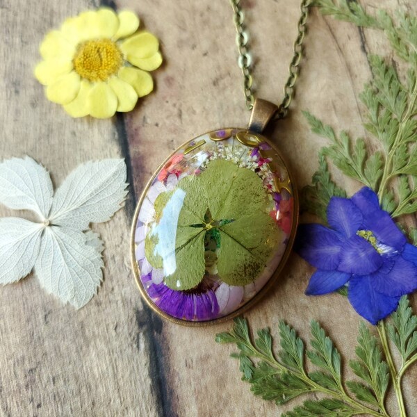 Real Four Leaf Clover Necklace - Etsy