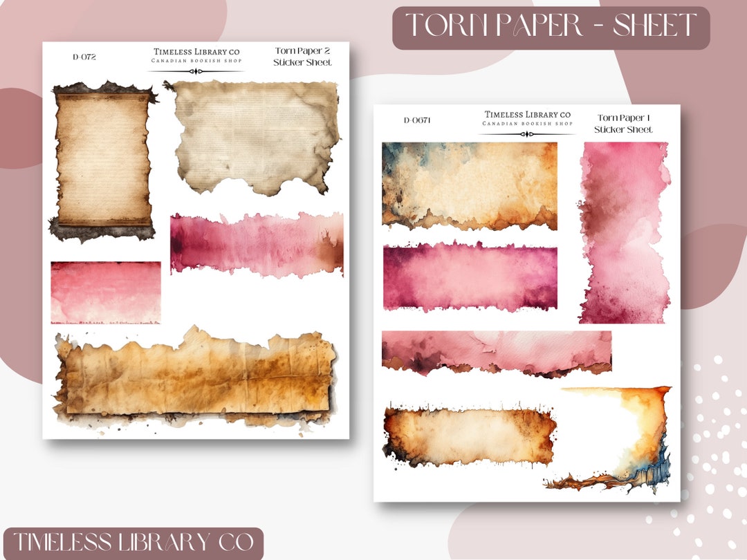 Torn Paper Decorative Sticker Sheet - Etsy