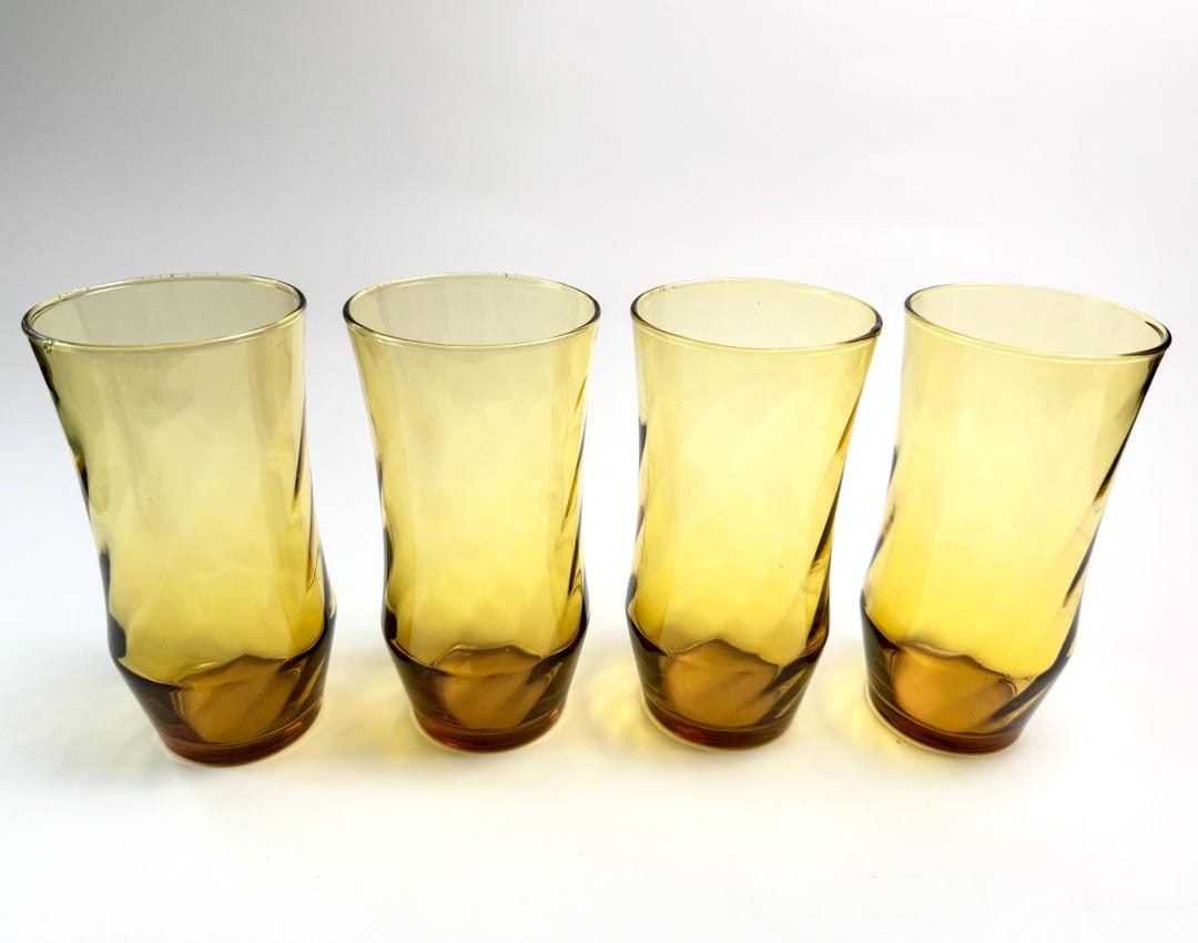Vintage Libbey Optic Swirl Amber Tumbler Glasses - Set of 4 - Etsy