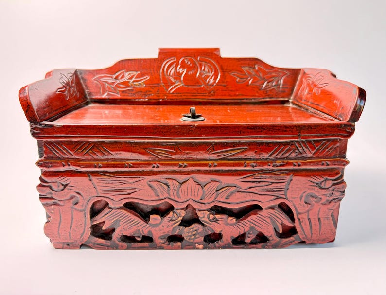 Antique Hand Carved Laquered Chinese Wood Box - Etsy