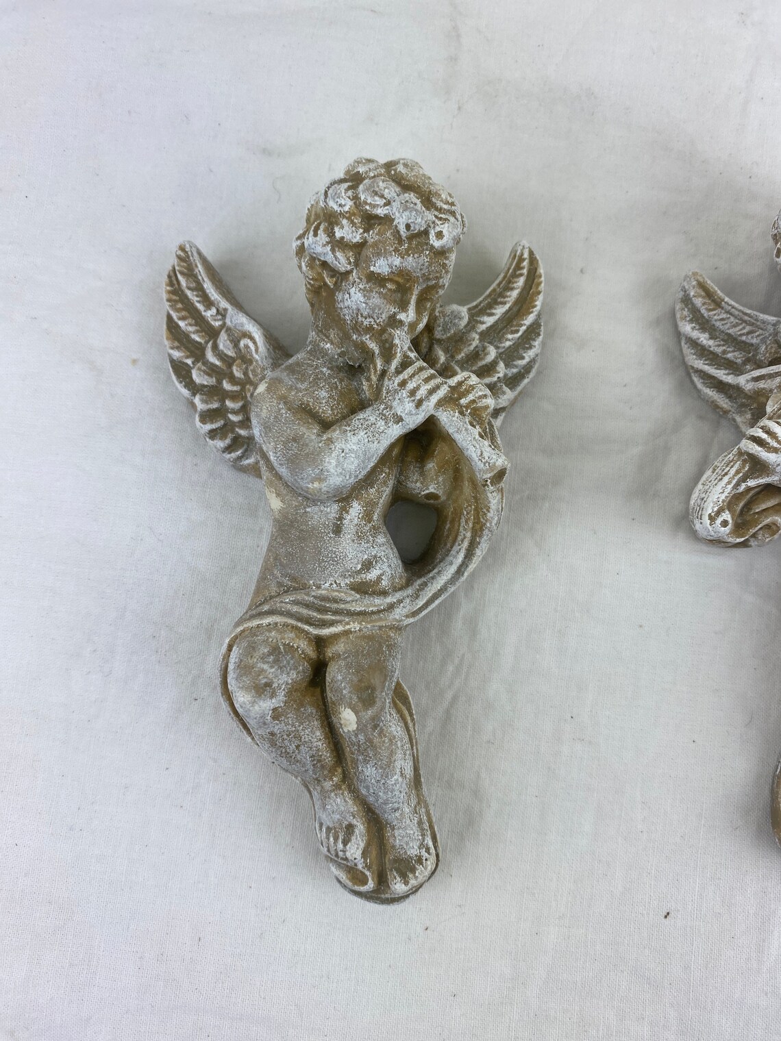 Pair of Cherub Musicians Wall Art Playing the Violin and Recorder - Etsy