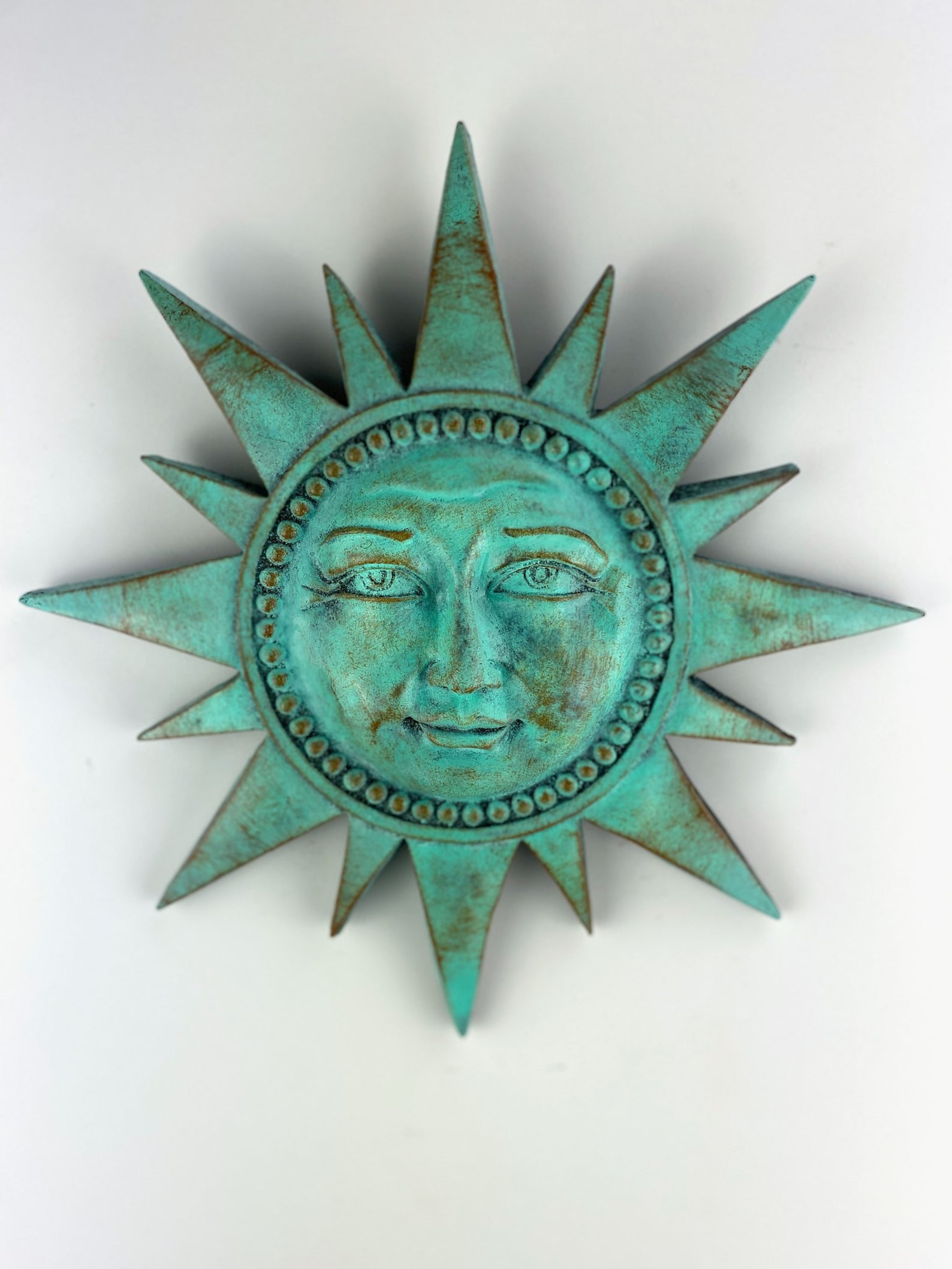 12" Helios Sun With Spikes Wall Sculpture With Aged Copper Patina - Etsy