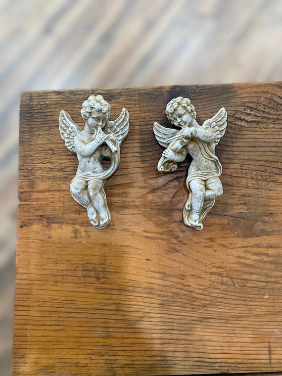 Pair of Cherub Musicians Wall Art Playing the Violin and | Etsy