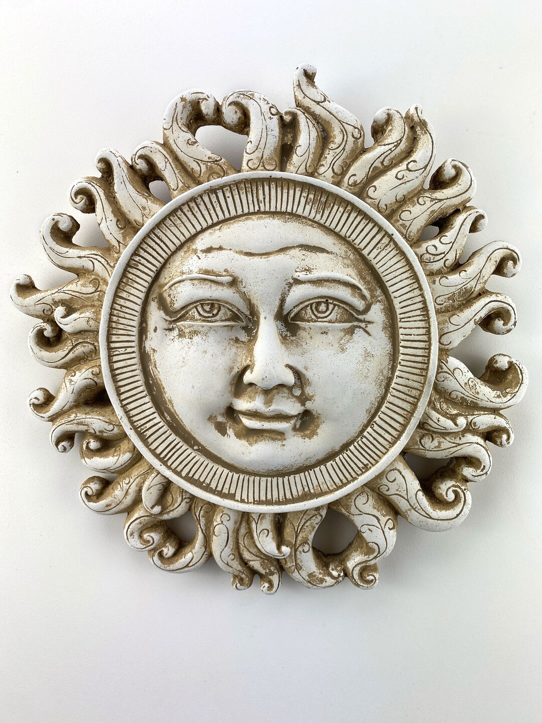 Sun Face Wall Sculpture With Curly Rays 10" - Etsy