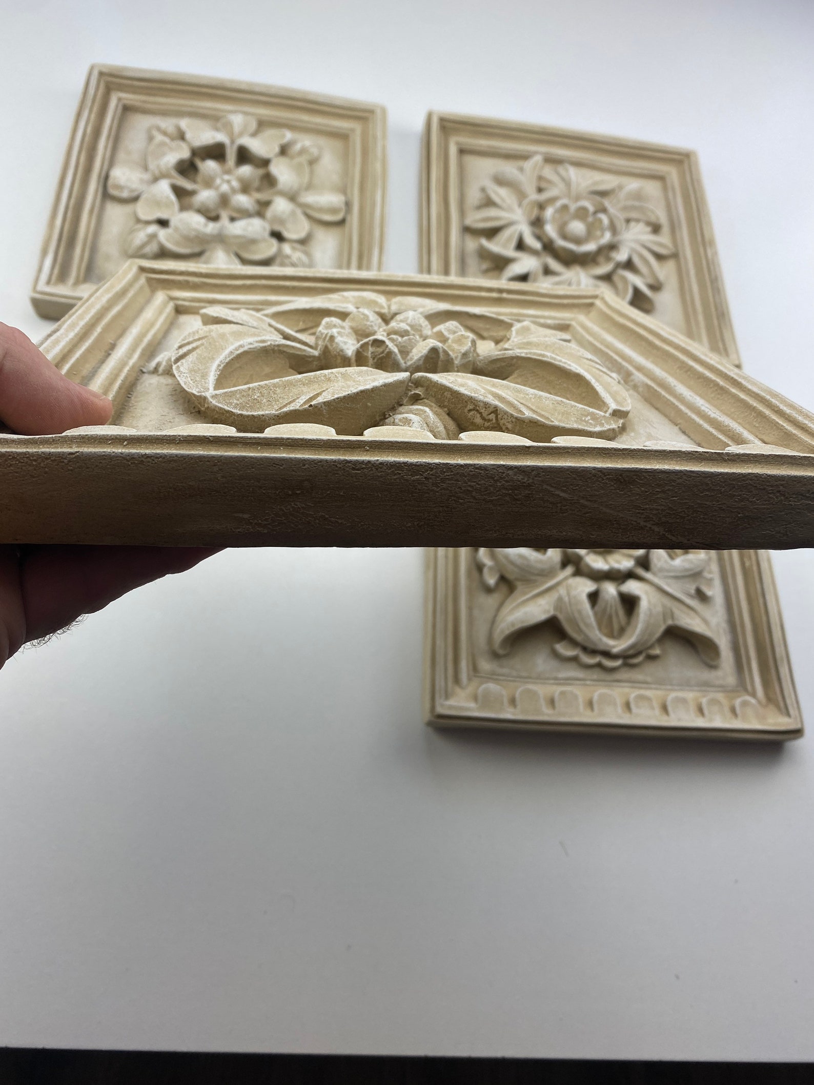 4 Floral Renaissance Relief Tiles | Etsy