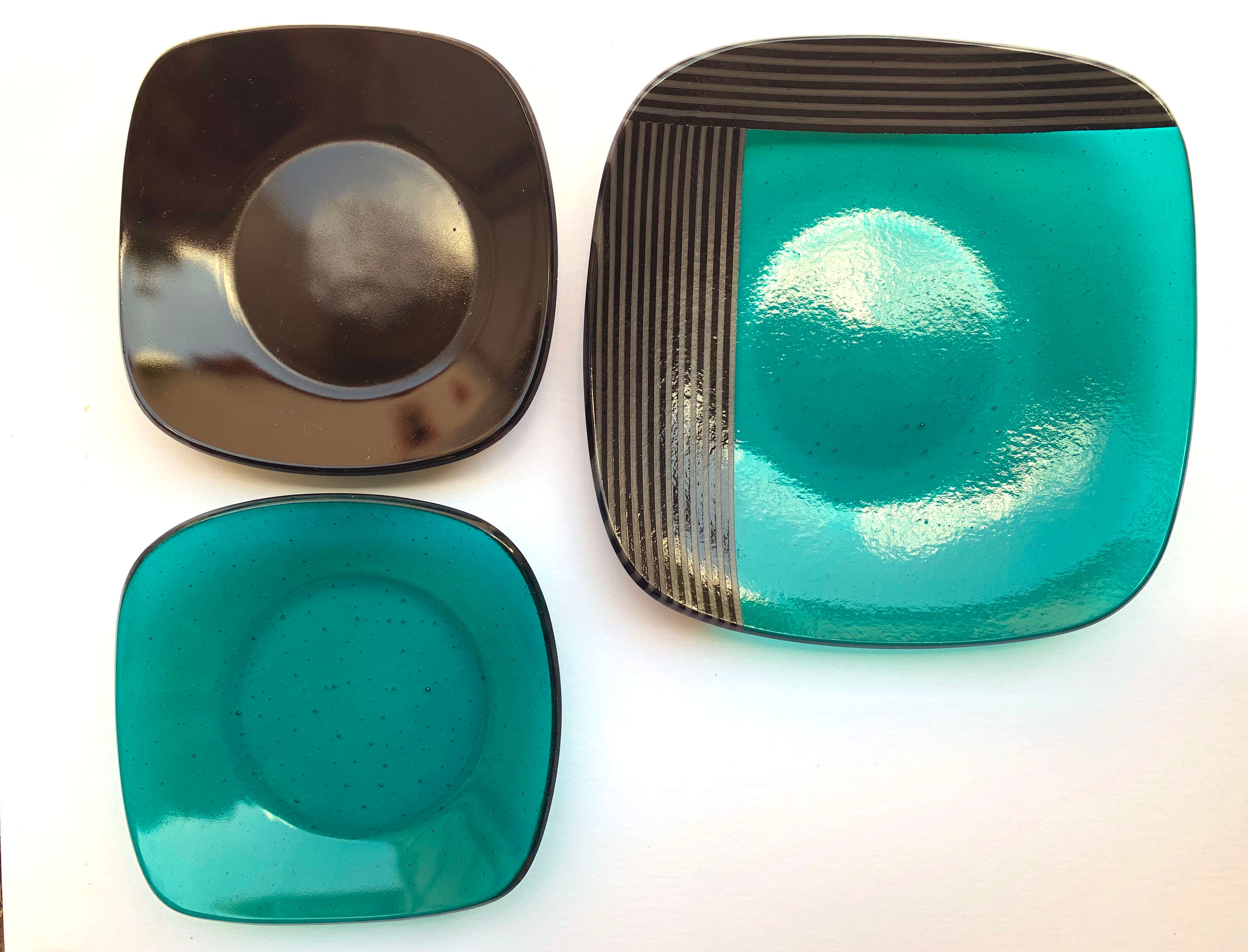 Fused glass small dishes Set of three. Glass Sculptures & Figurines Art ...