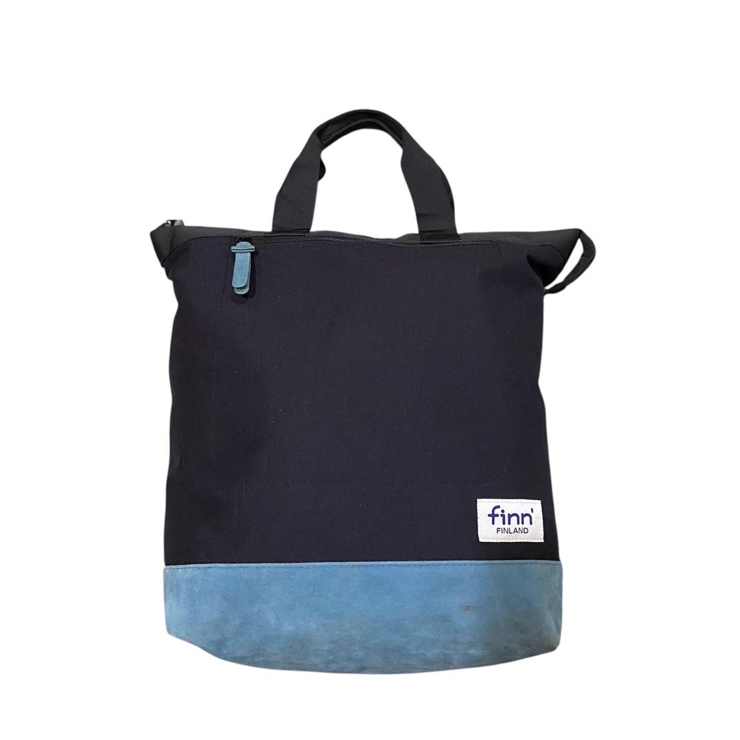 Finn Finland 2-way Tote Backpack - Black & Blue Canvas Convertible ...