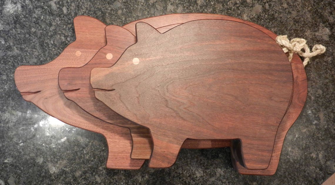 Solid Walnut Pig Shaped Serving Trays | Etsy