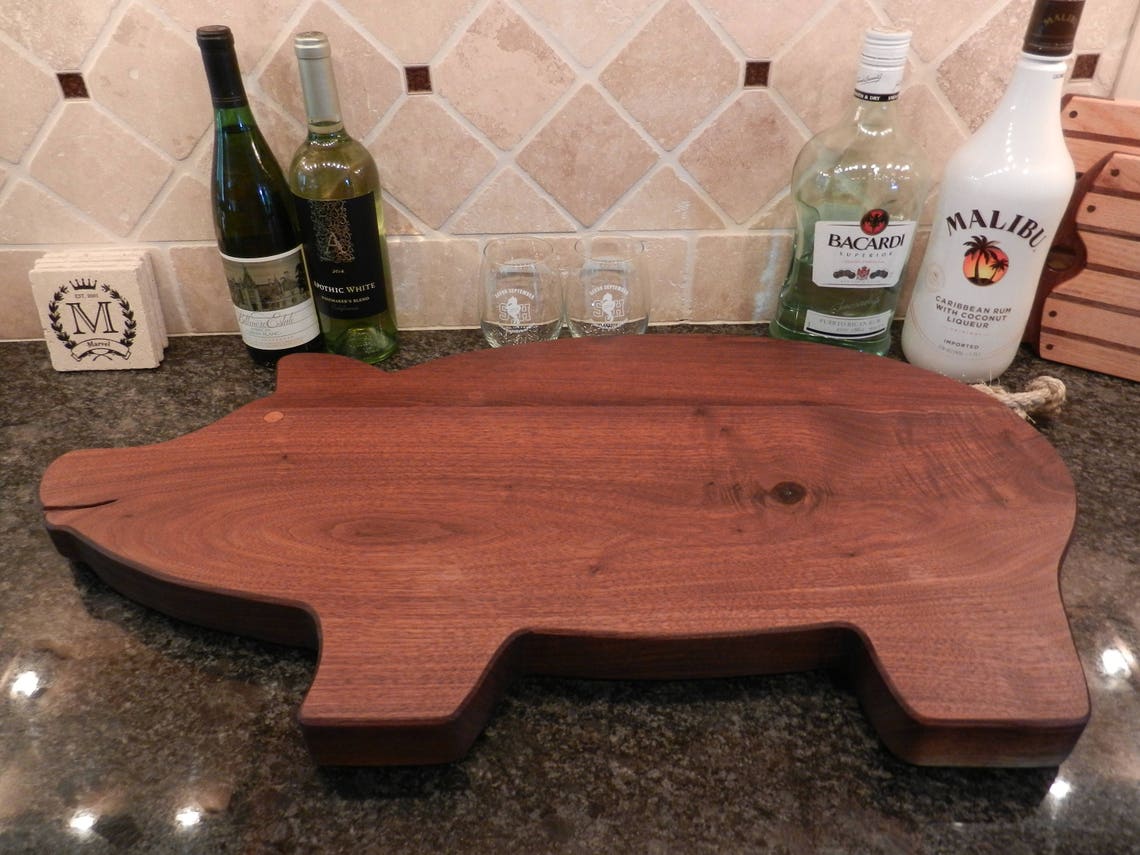 Solid Walnut Pig Shaped Serving Trays | Etsy