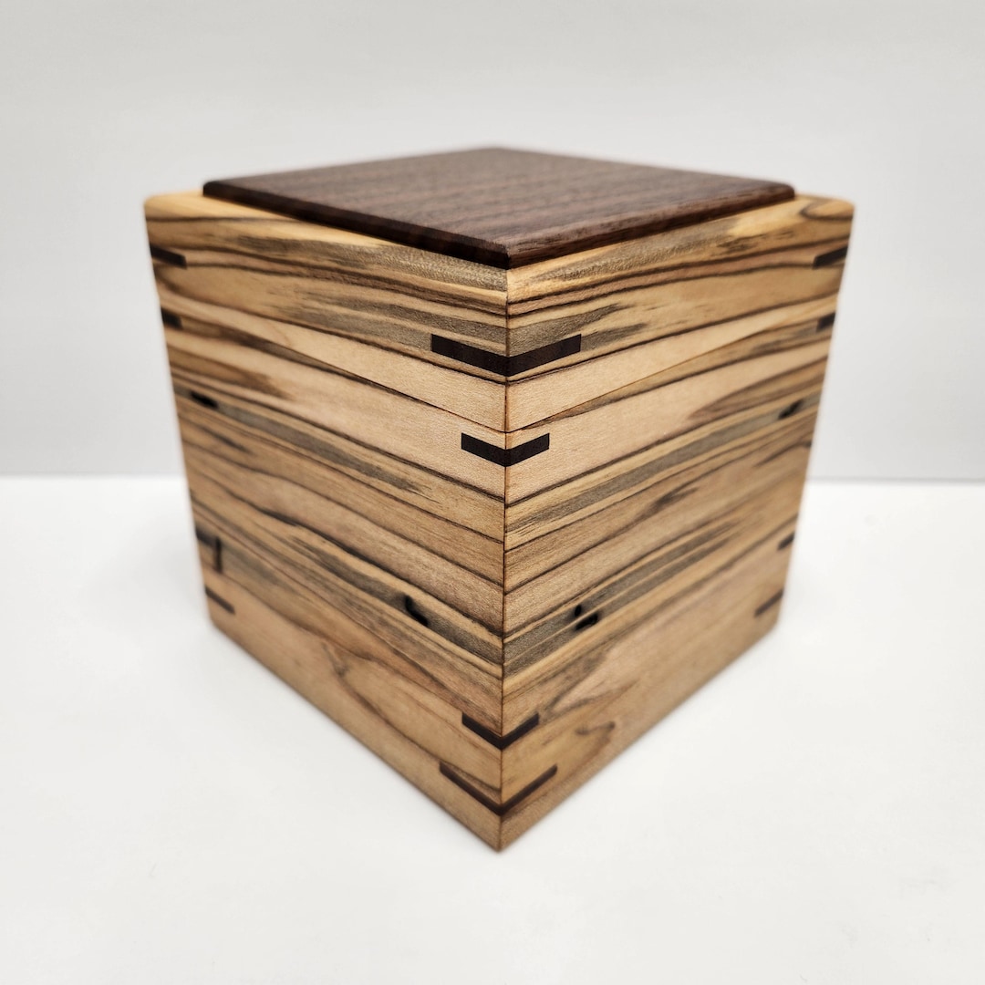 Small Hinged Box W/ Latch - Ambrosia Maple/walnut Top - Etsy