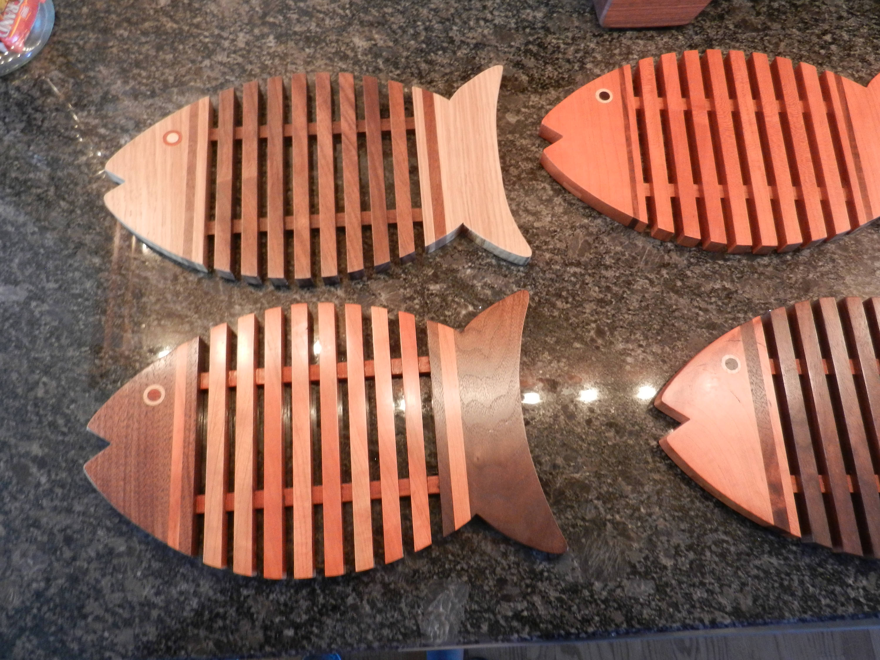 Handcrafted Wood Fish Trivet: Mixed Woods, Durable Finish - Etsy